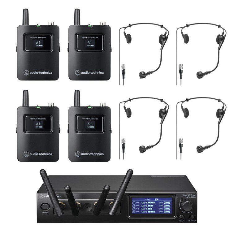 Audio Technica ATW-1441/ATM75cw System 20 PRO Quad Wireless Headworn ...
